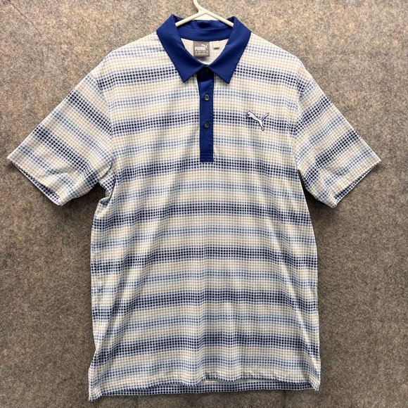 Puma | Shirts | Puma Polo Shirt Men Medium Adult White Blue Golf Golfer ...